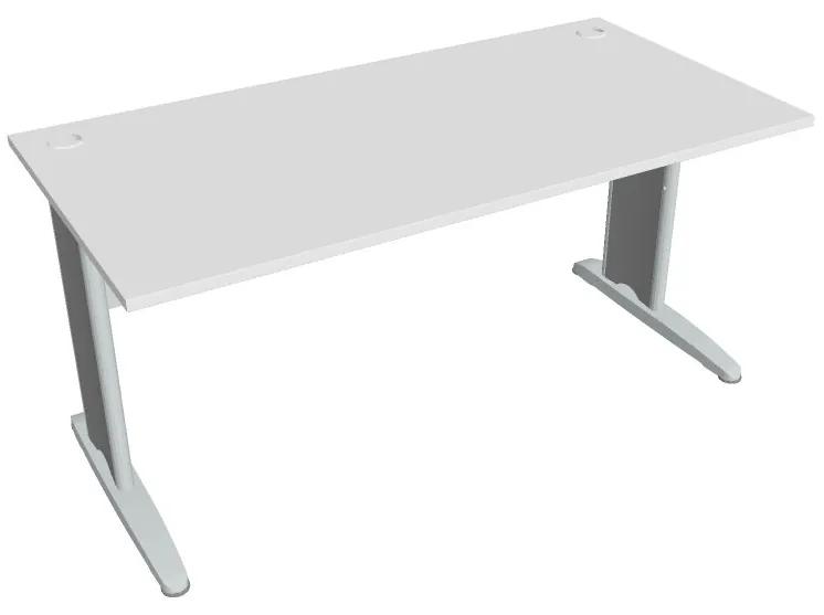 Stůl pracovní rovný 160 cm - Hobis Cross CS 1600 Dekor stolové desky: bílá, Dekor lamino podnože: šedá, Barva nohou: Stříbrná