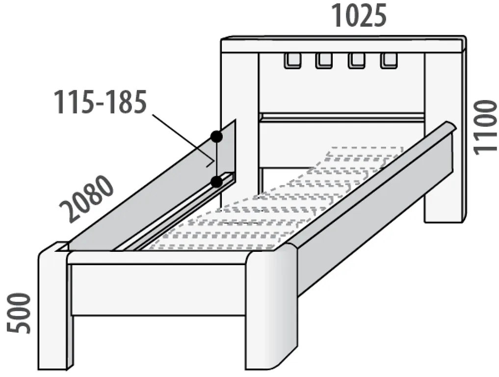 Postel Florencia, čelo rovné čtverečky 90 Domestav F104 Materiál: Buk cink, Barevne provedení: Moření