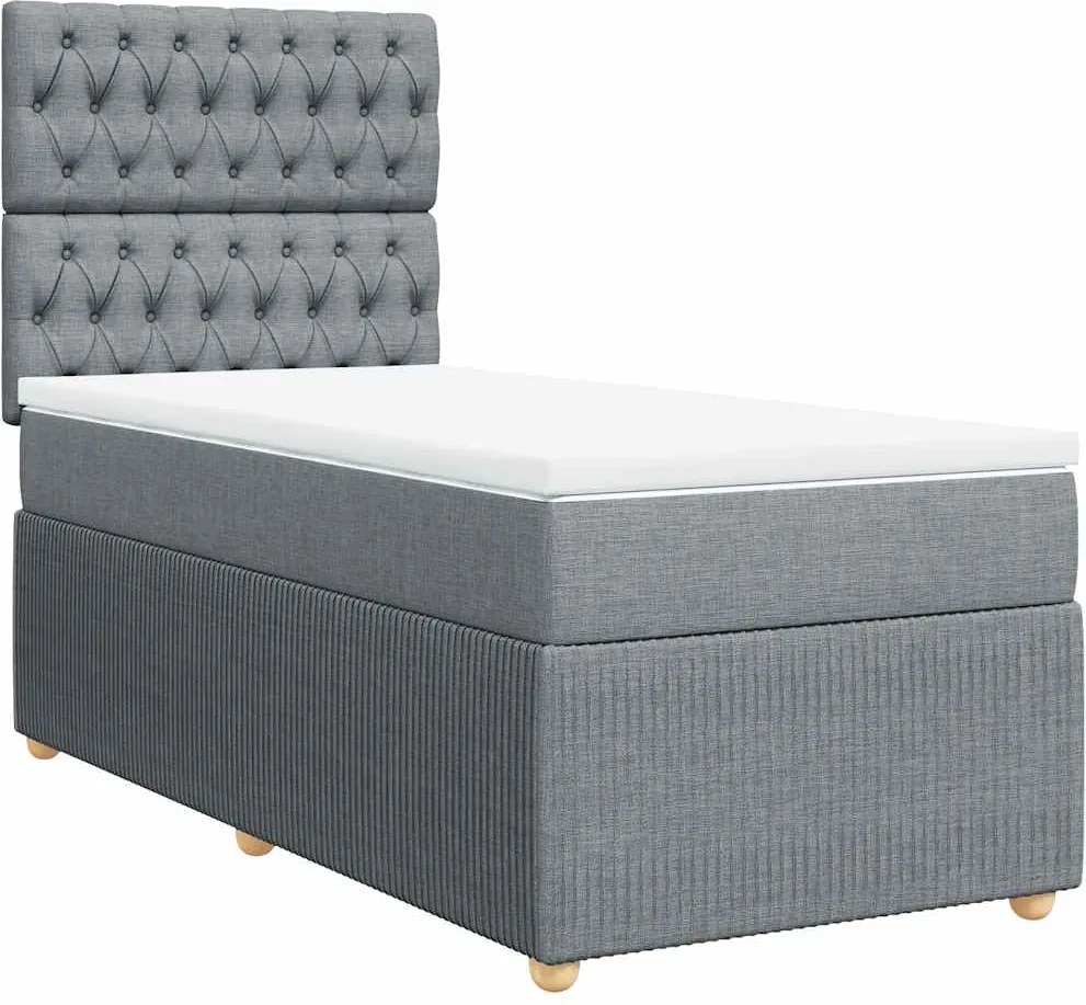 Box spring postel s matrací světle šedý 100 x 200 cm textil 3291974