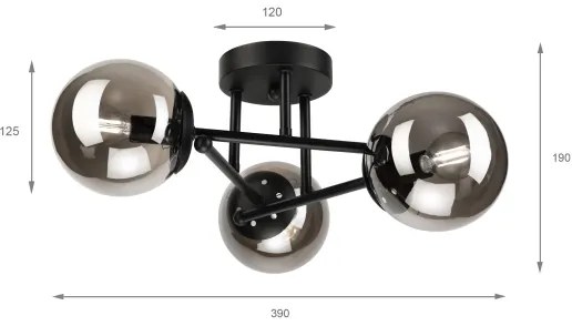 Brilagi - Přisazený lustr MALIVA 3xE14/15W/230V černá/kouřová