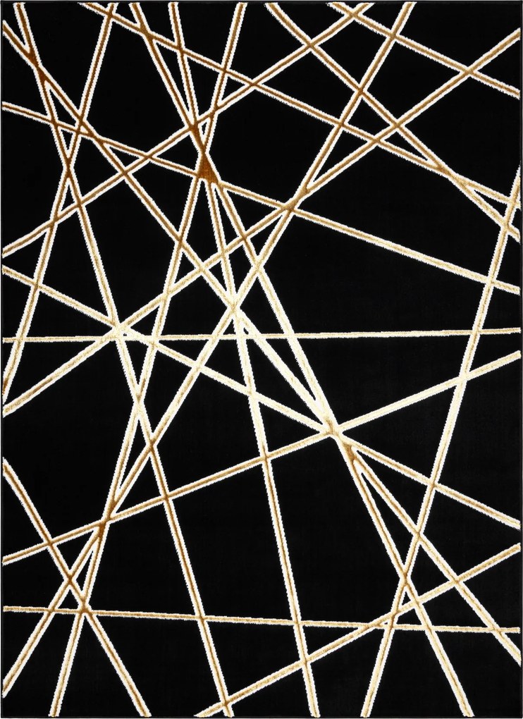 Dywany Łuszczów, Kusový koberec Allure 1964 black/gold, 140x190, černá, kancelář