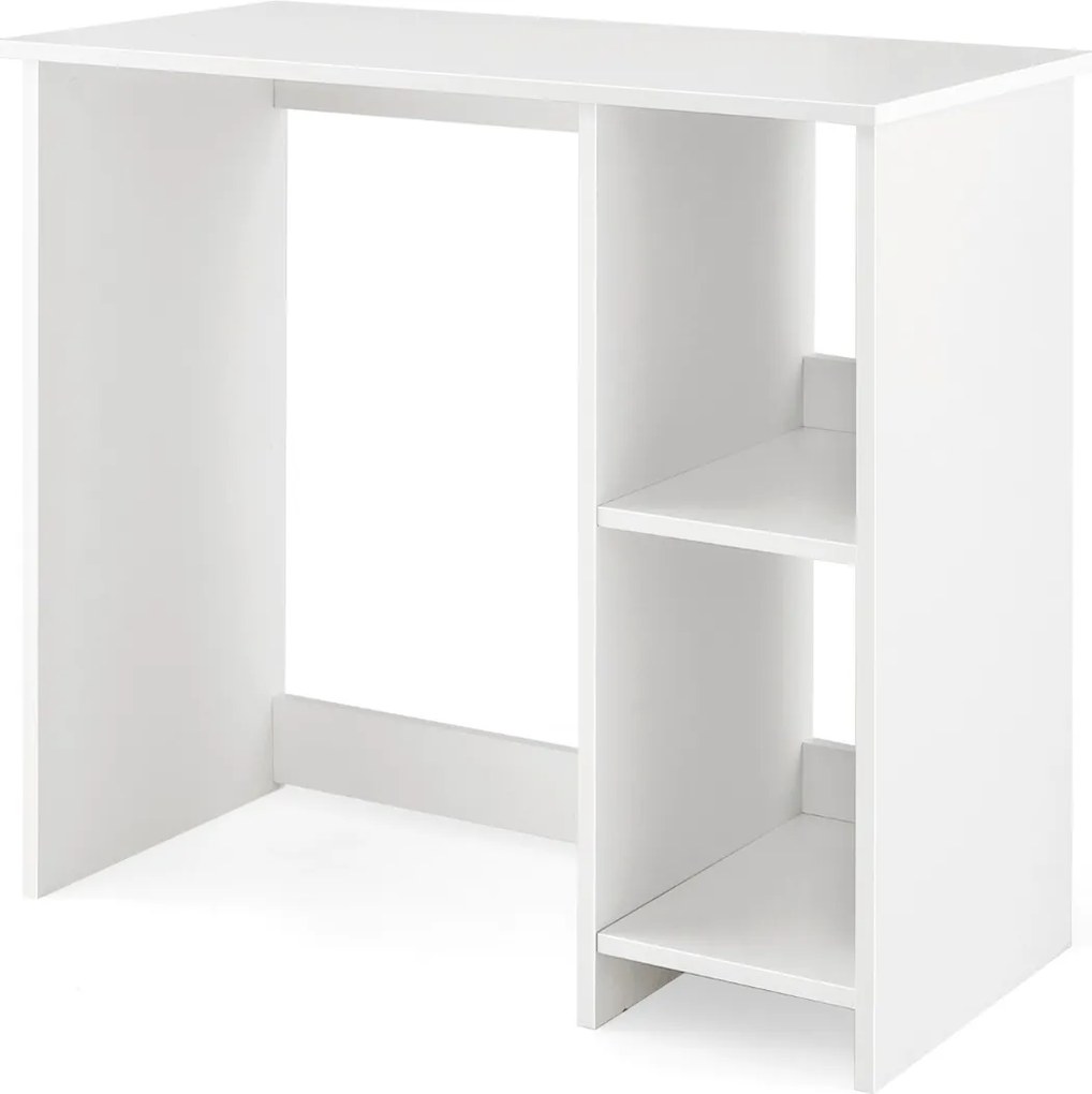 Costway Malý psací stůl s 2 přihrádkami – 80 × 40 × 74 cm, bílý