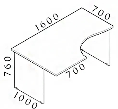 Ergonomický stůl Visio 160 x 100 cm, levý / Javor