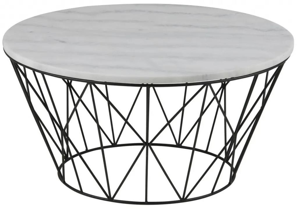 Konferenční stolek Marila 80 cm, mramor, bílá