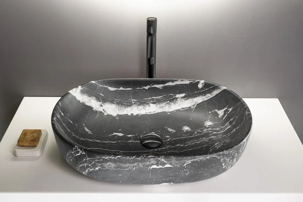 Sapho Sapho, CALEO keramické umyvadlo na desku, 60x42cm, carnico marmor, CA590CM