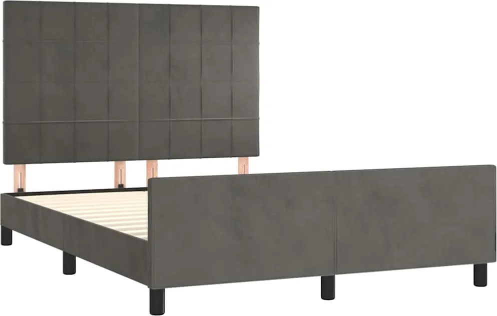 Rám postele bez matrace tmavě šedý 140 x 190 cm samet 3125752