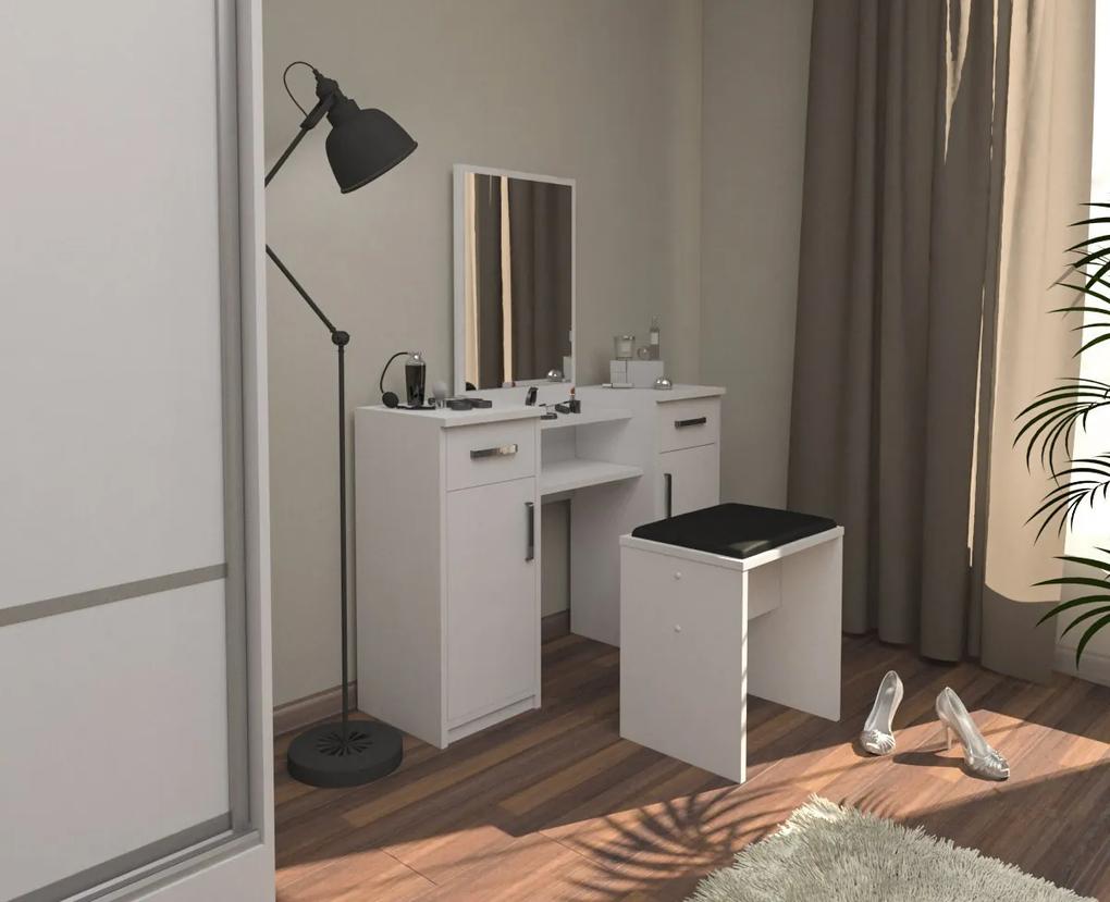Sestava taburet + toaletní stolek se zrcadlem Javor