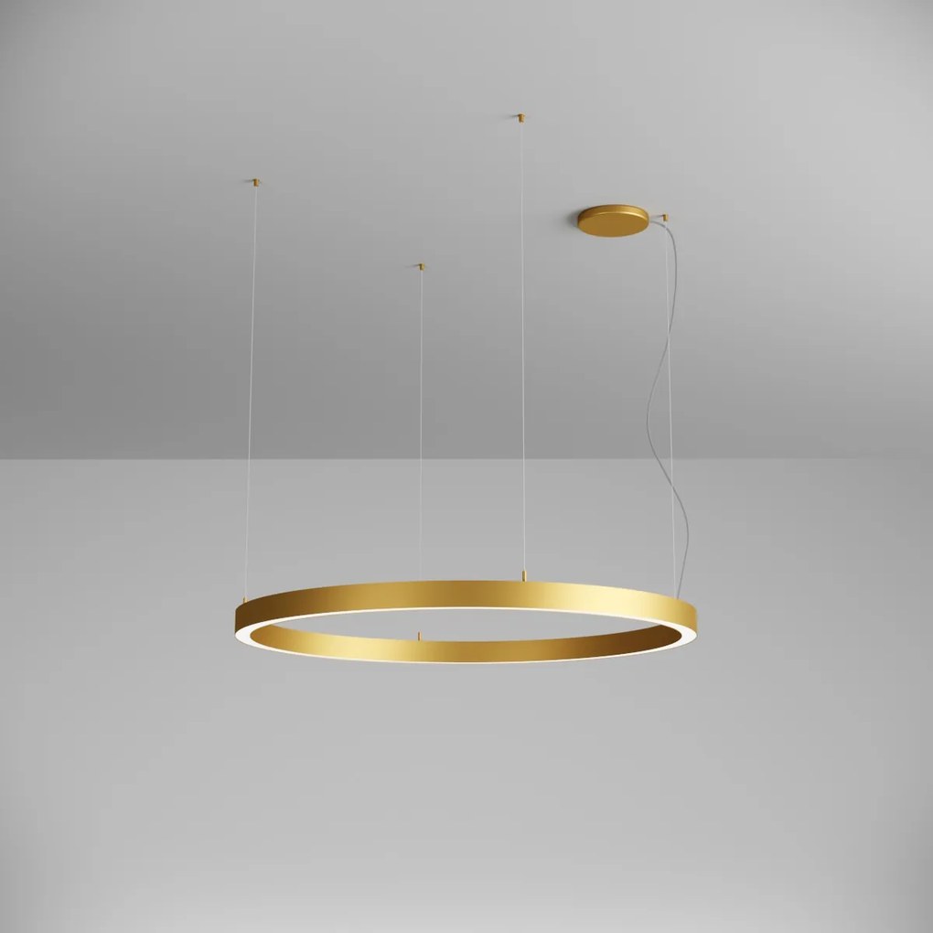 Arelux AM03WW SGD Xambit, zlaté stropní/závěsné kruhové svítidlo, 75W LED 3000K, prům. 120cm