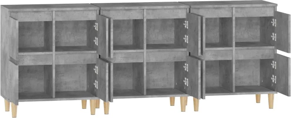 Příborníky 3 ks betonově šedé 60 x 35 x 70 cm kompozitní dřevo 3185771