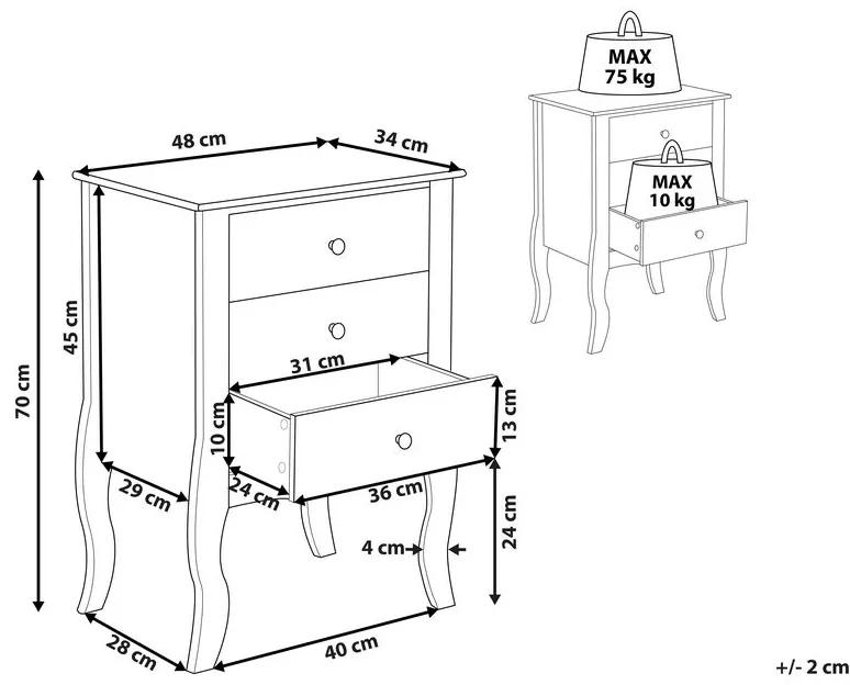 Noční stolek Lanza 2 (bílá). 1080796