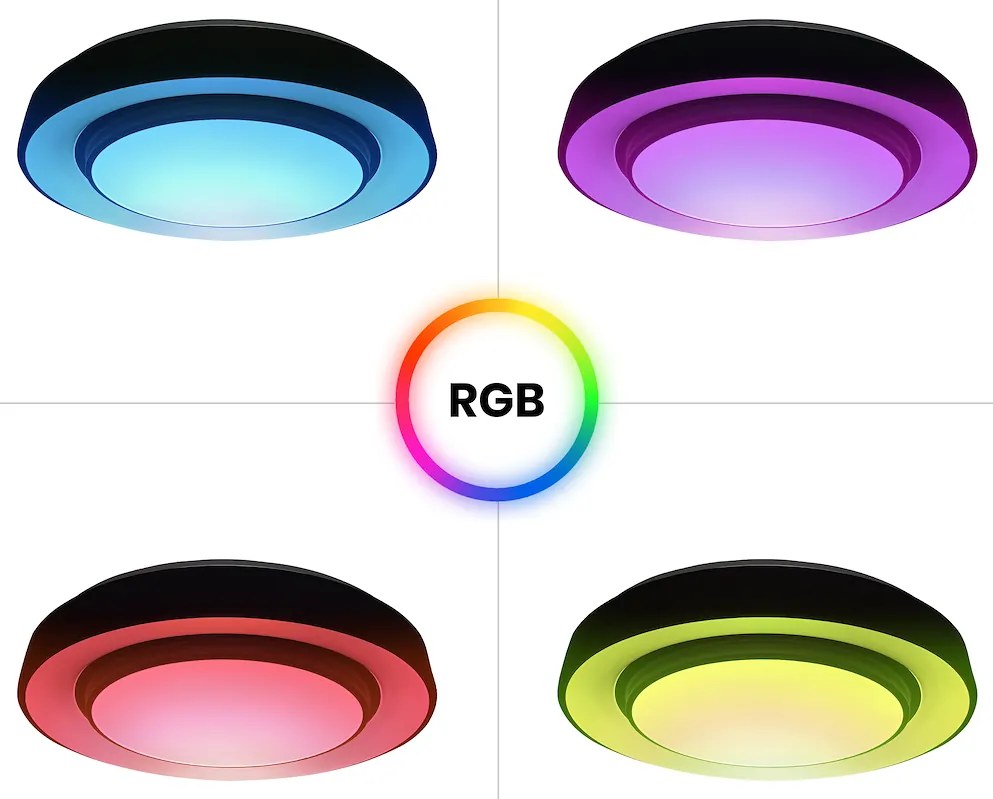 Stropní LED svítidlo Naomi Smart, 1x LED 24w, 3000-6000k, b, RGB, s ovladačem