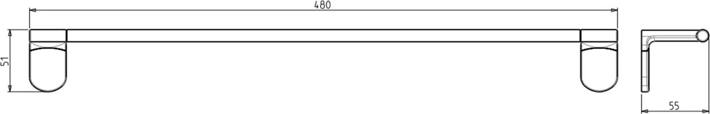 METAFORM METAFORM, ZERO držák ručníků 480x55mm, chrom, ZE420