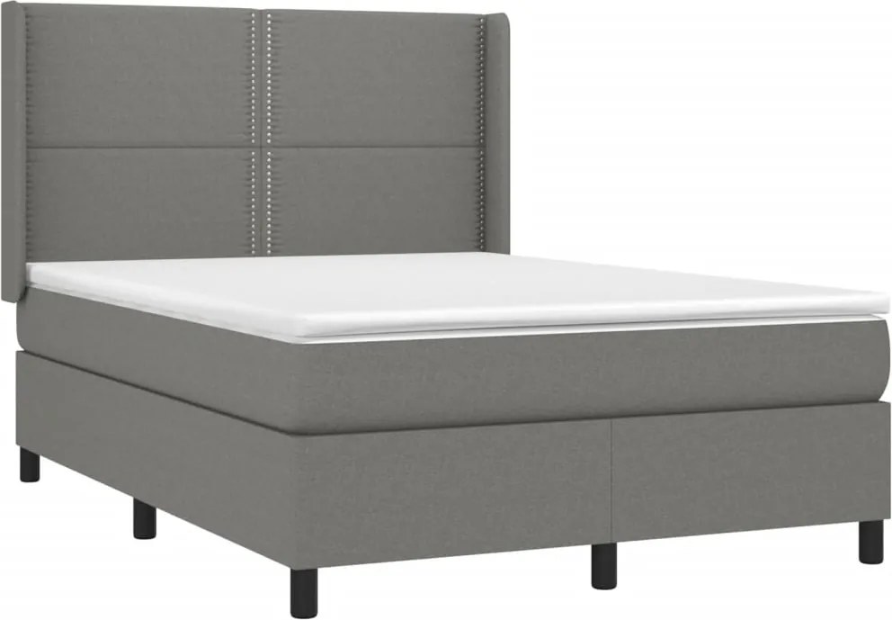 Box spring postel s matrací a LED tmavě šedá 140x200 cm textil 3138238
