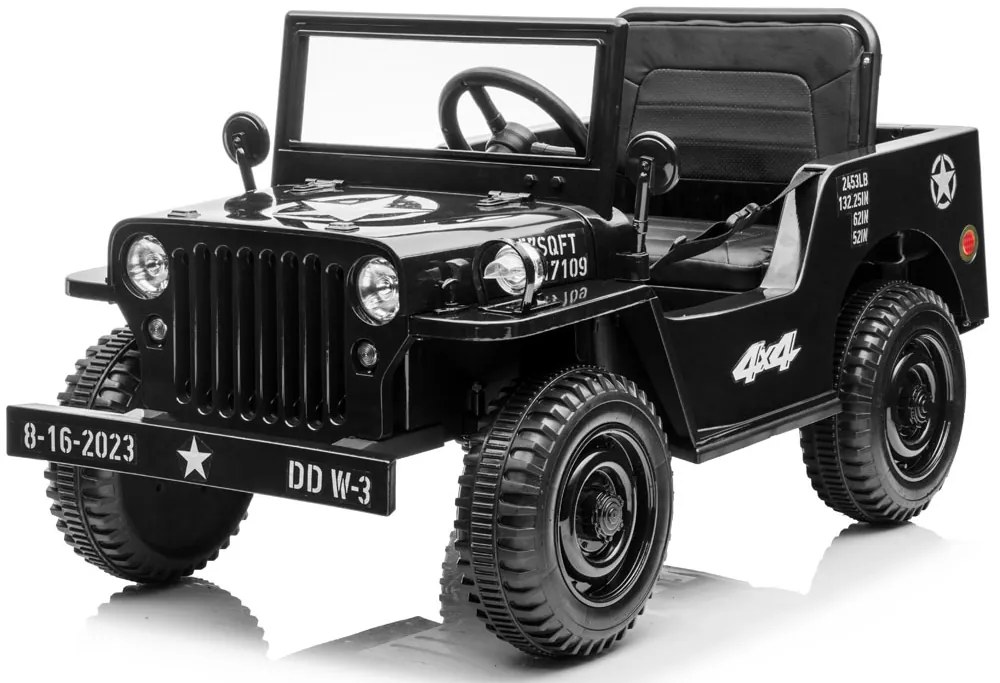 Dětský elektrický vojenský jeep willys SMALL 4x4 černý