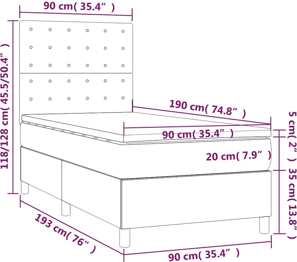 Box spring postel s matrací tmavě zelená 90x190 cm samet 3143238