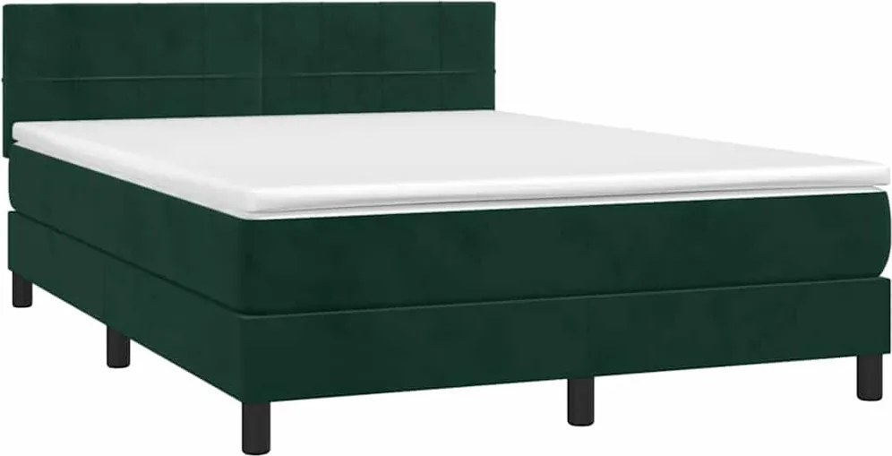 Box spring postel s matrací tmavě zelená 140x190 cm samet 3141302