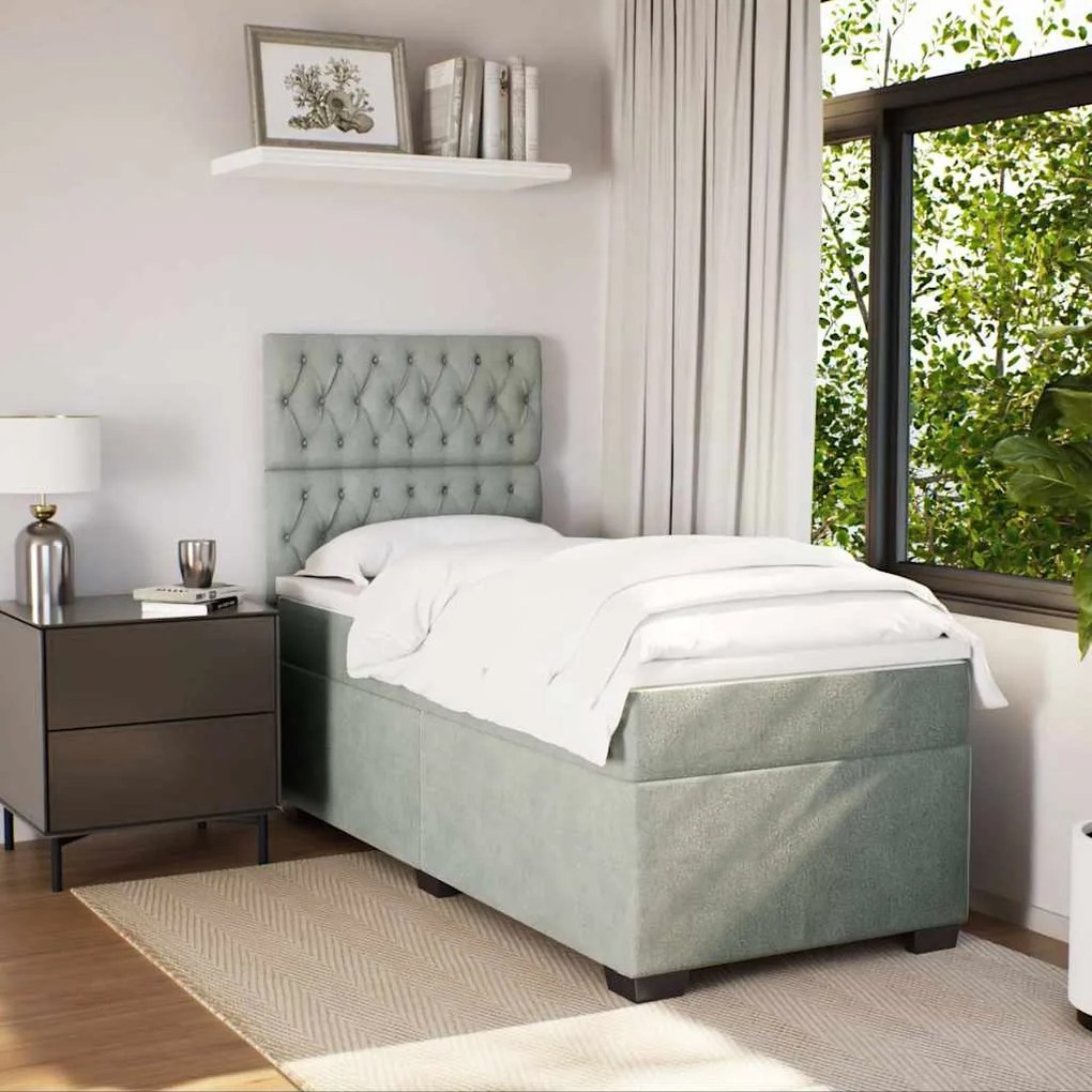 Box spring postel s matrací světle šedá 90x190 cm samet 3293092