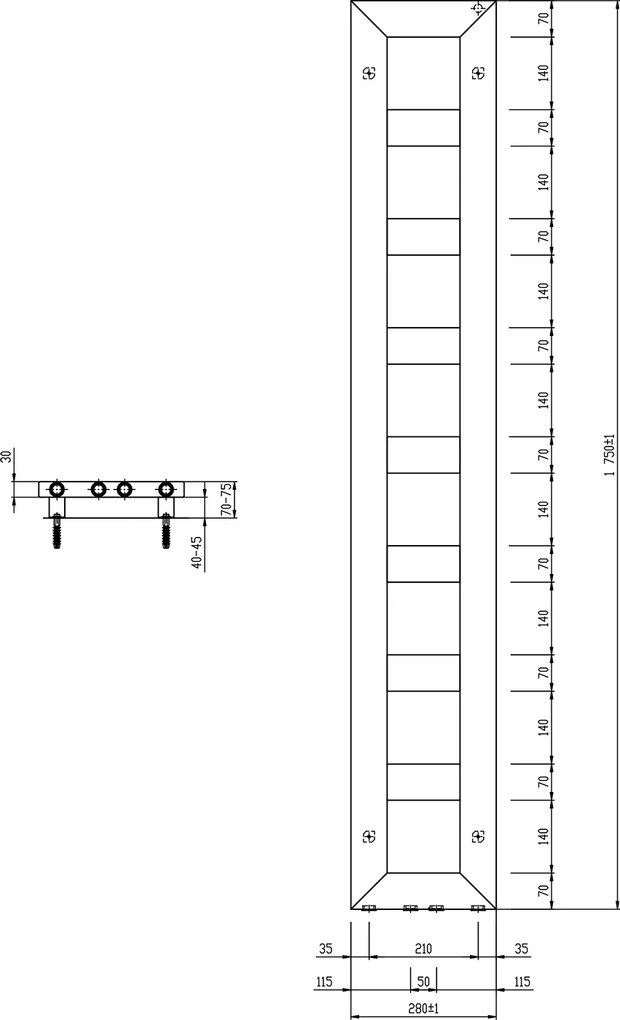 Sapho Sapho BLOCK 280 x 1750 mm IR184 otopné těleso bílá mat Koupelny Bernold