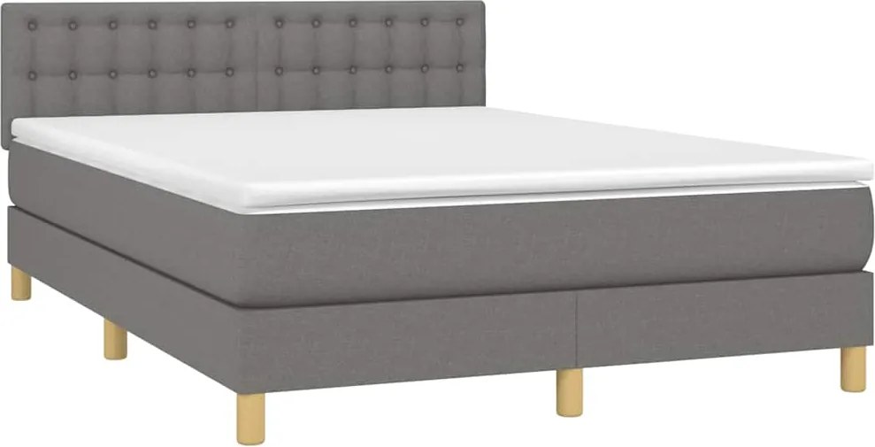 Box spring postel s matrací a LED tmavě šedá 140x200 cm textil 3134038