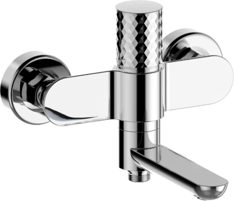 Mereo Mereo, Vanová nástěnná baterie se sklopným ramínkem diamant, Viana, bez příslušenství, 150 mm, chrom, MER-CBE90203A