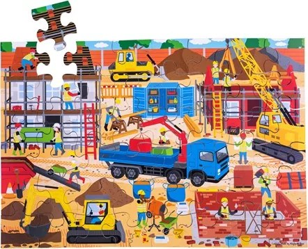 Podlahové puzzle Staveniště 48 dílků vícebarevné