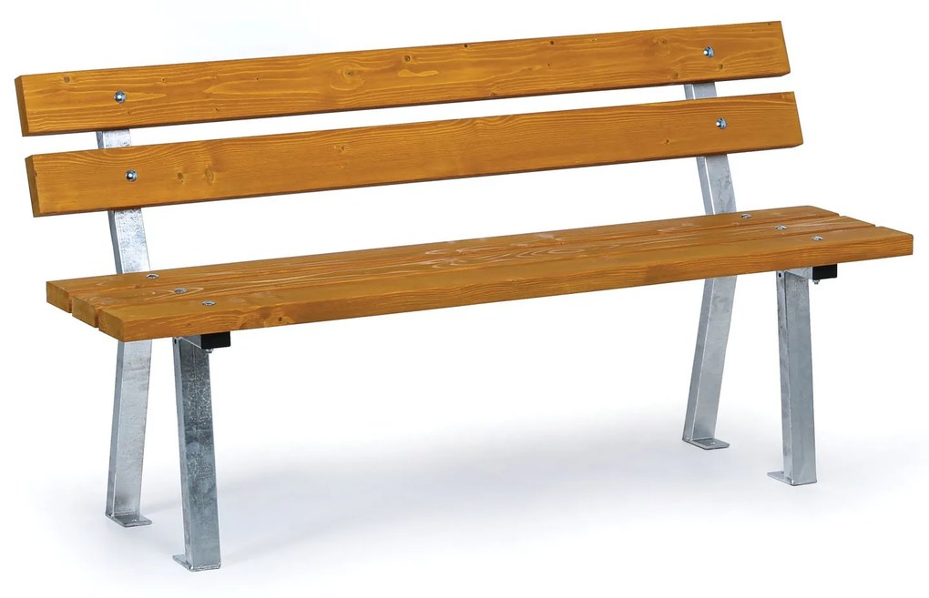 Venkovní lavička WOODY s opěradlem, zinkovaná, 1500 mm, limba