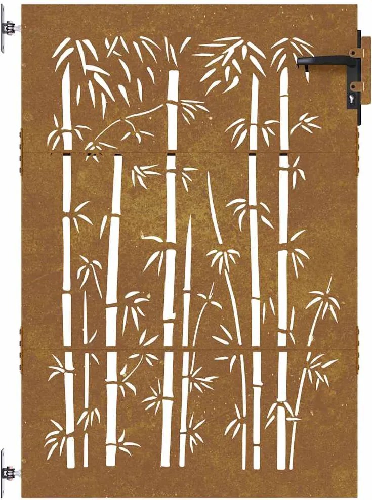 Zahradní branka 85 x 125 cm corten ocel bambusový design 153234