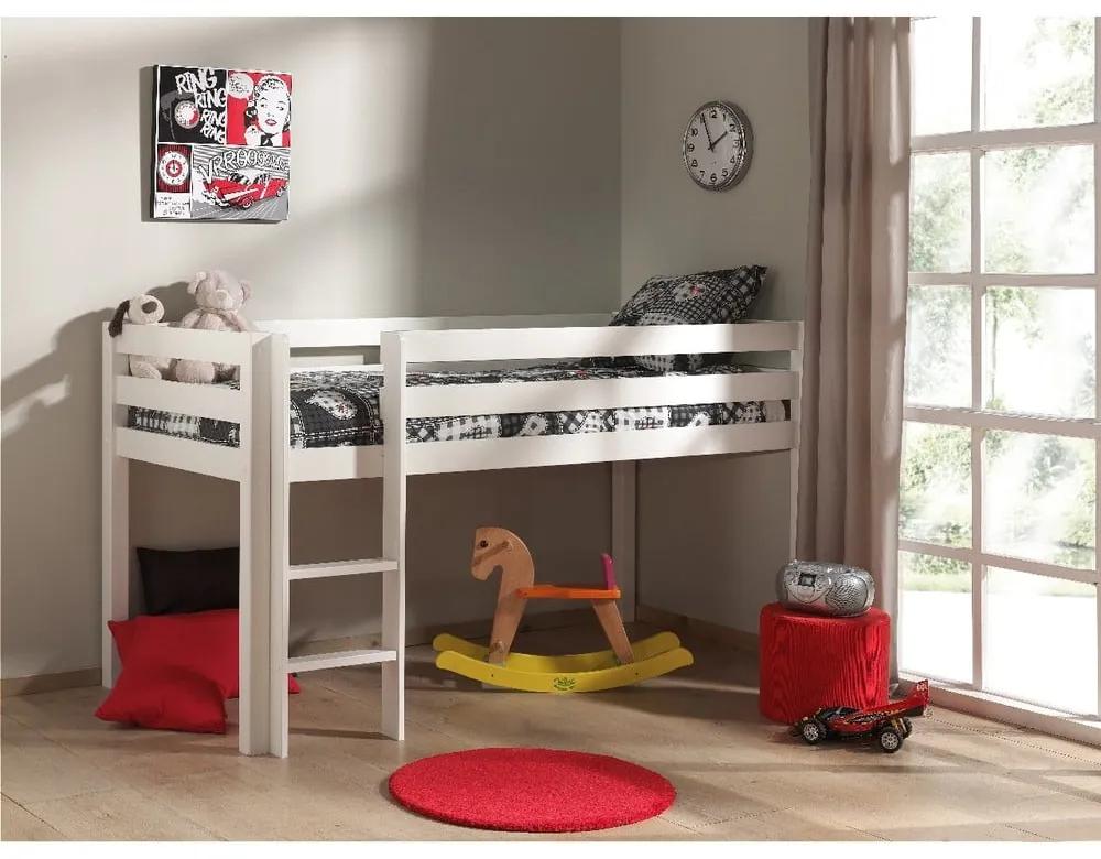 Bílá vyvýšená dětská postel z borovicového dřeva 90x200 cm PINO – Vipack