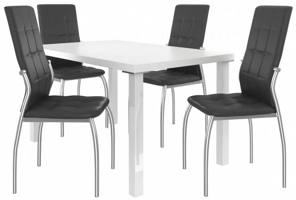 Jídelní set Loreno 1+4 židlí - bílá/černá