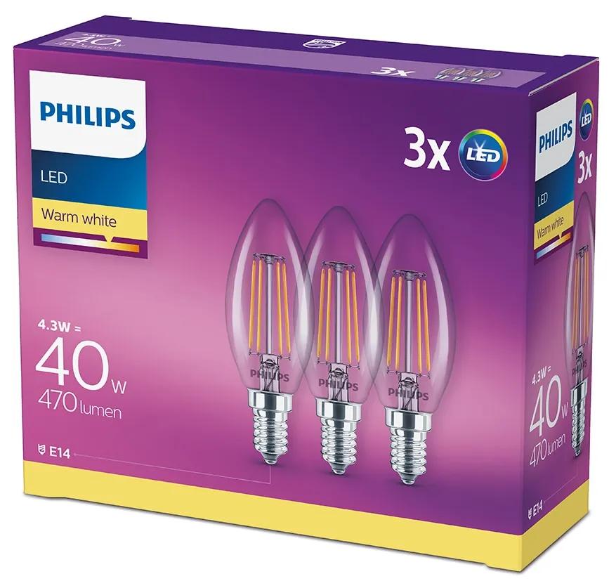 Philips SADA 3x LED Žárovka VINTAGE Philips E14/4,3W/230V 2700K P2822