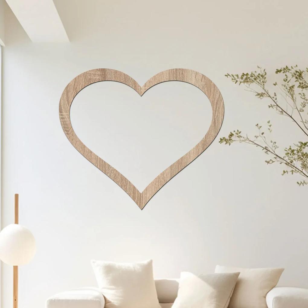 dřevo života Dřevěné srdce na zeď Barevný vzor: Horský dub, Rozměry (cm): 60x51