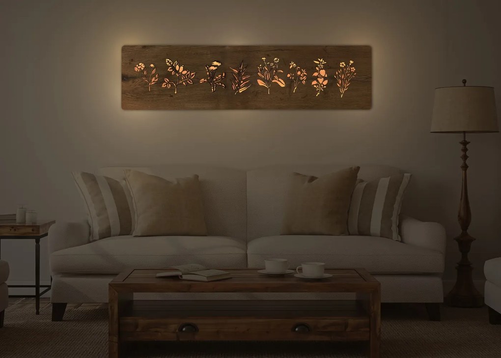 Li-Go "Byliny" světelný obraz 230V 120x31cm provedení povrchu: dub