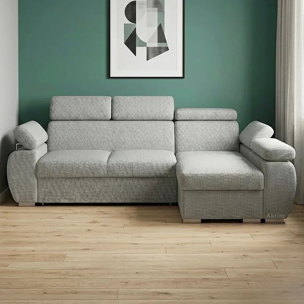 Sedací souprava BASTON | 255x170 cm | rozkládací + úložný prostor | aragon 90 šedá | FUNKČNÍ TKANINA