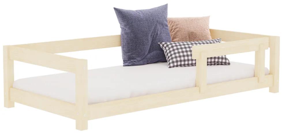 Benlemi Dětská postel STUDY se zábranou Zvolte barvu: Béžová, Zvolte rozměr: 80x180 cm, Zvolte zábranu: S jednou zábranou