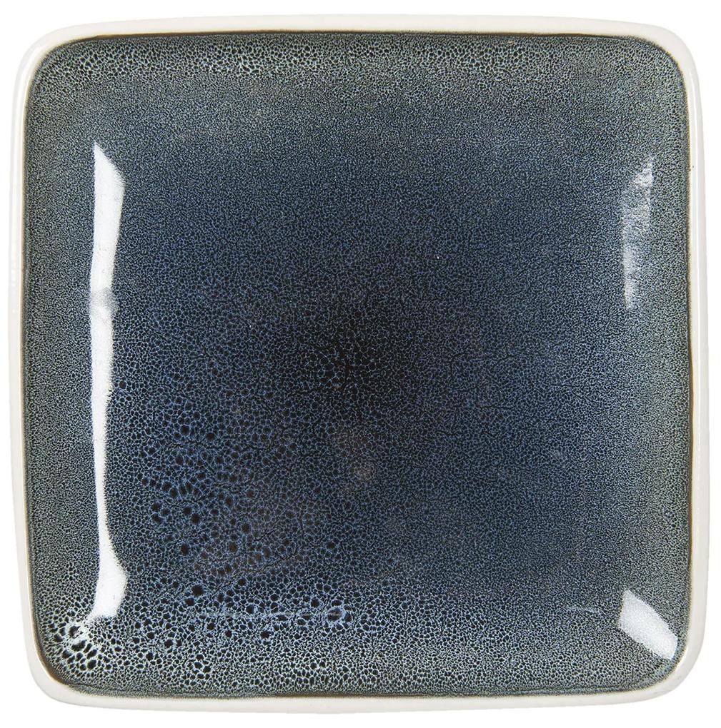 Šedomodrý čtvercový keramický talíř - 27*27*3 cm