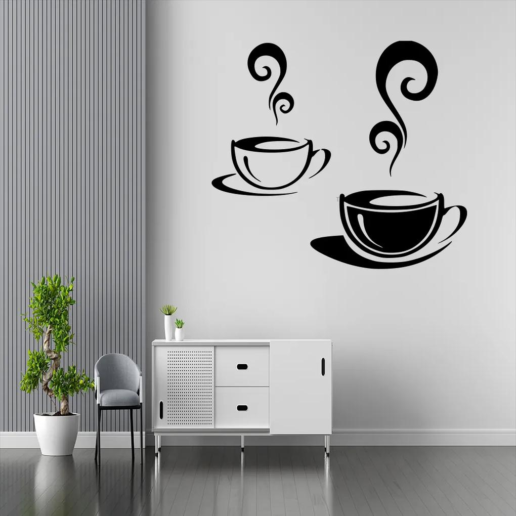 Živá Zeď Samolepka na zeď Bílá a černá káva Barva: černá