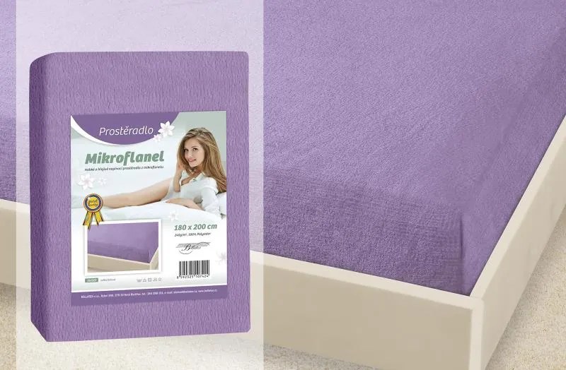 Bellatex Prostěradlo Mikroflanel Fialová 90x200 cm