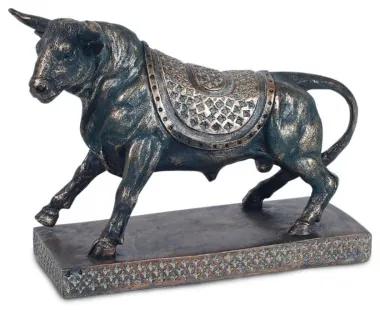 Jezdecká rytířská socha Templářský býk v plné zbroji 26 cm