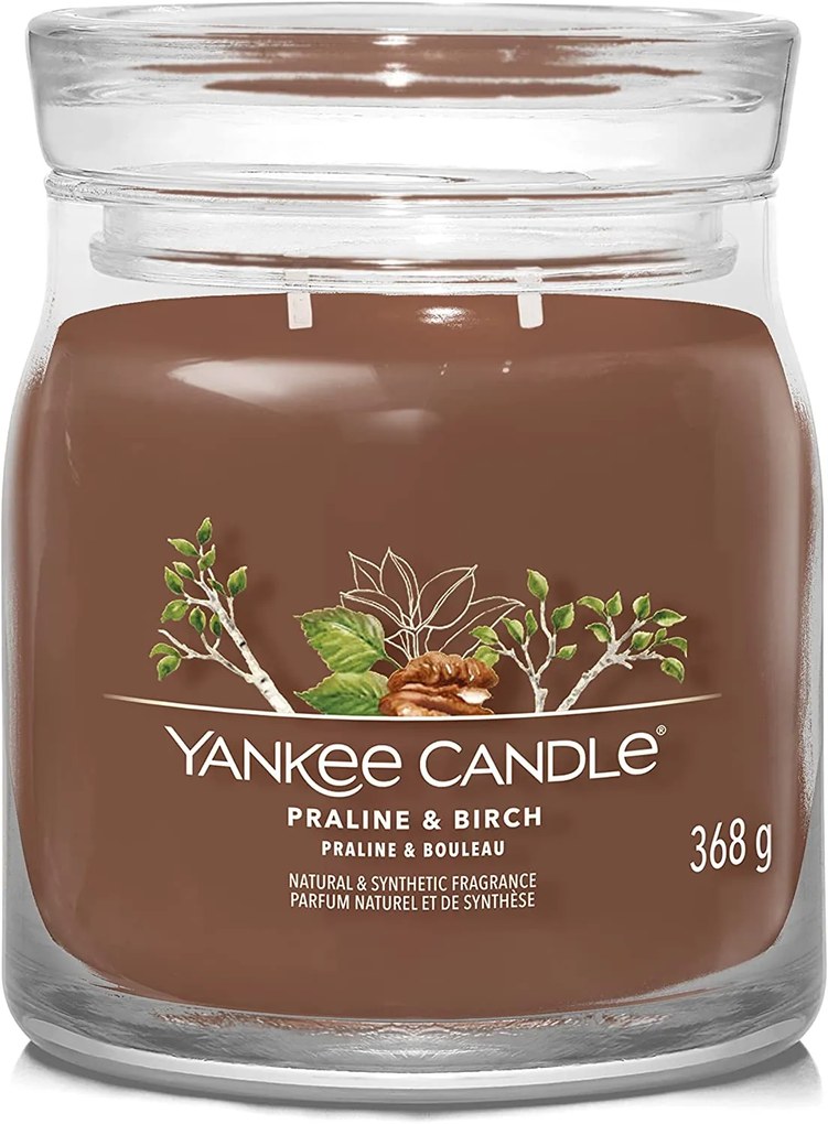 Yankee Candle vonná svíčka Signature ve skle střední Praline & Birch 368g