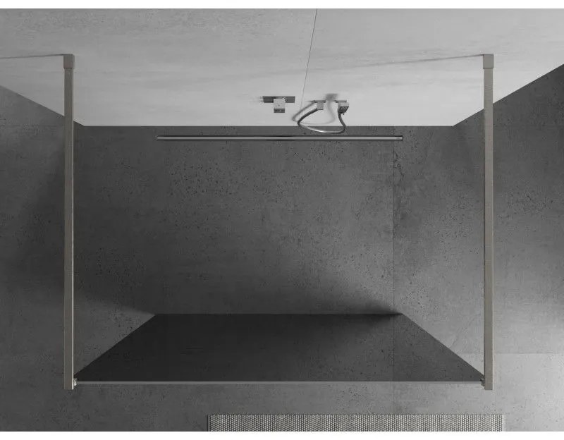 Mexen Kioto, sprchová zástěna Walk-In 120 x 200 cm, 8mm sklo vzor zrcadlo, broušená ocel profil, 800-120-002-97-50