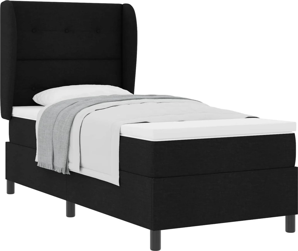 Postel s boxspringem s čelo Černá 90 x 190 cm textil 3340538