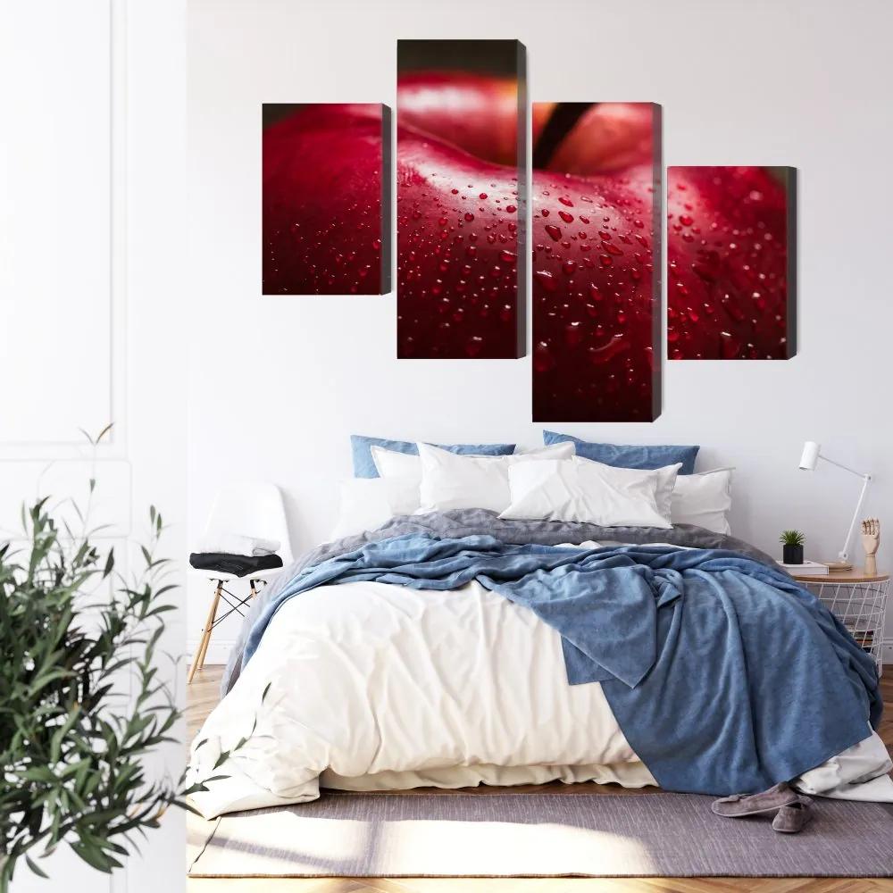 Vícedílný obraz Červené Jablko V Makro Měřítku Nedostatek Nedostatek Přírodní plátno 80x50