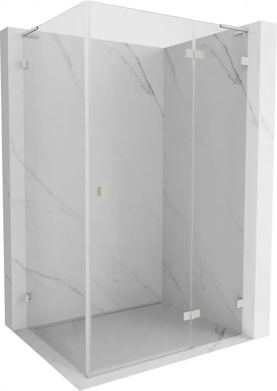 Mexen Lunar L, pravý výklopný sprchový kout 85 x 90 cm, 8mm čiré sklo, ocelový profil, 834L-085-090-97-00-P