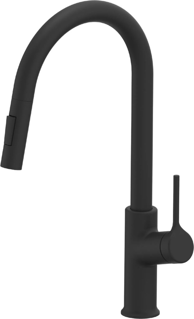 Invena Farsala, dřezová baterie s výsuvnou 2-funkční výlevkou h-433, černá matná, INV-BZ-40-U04-S