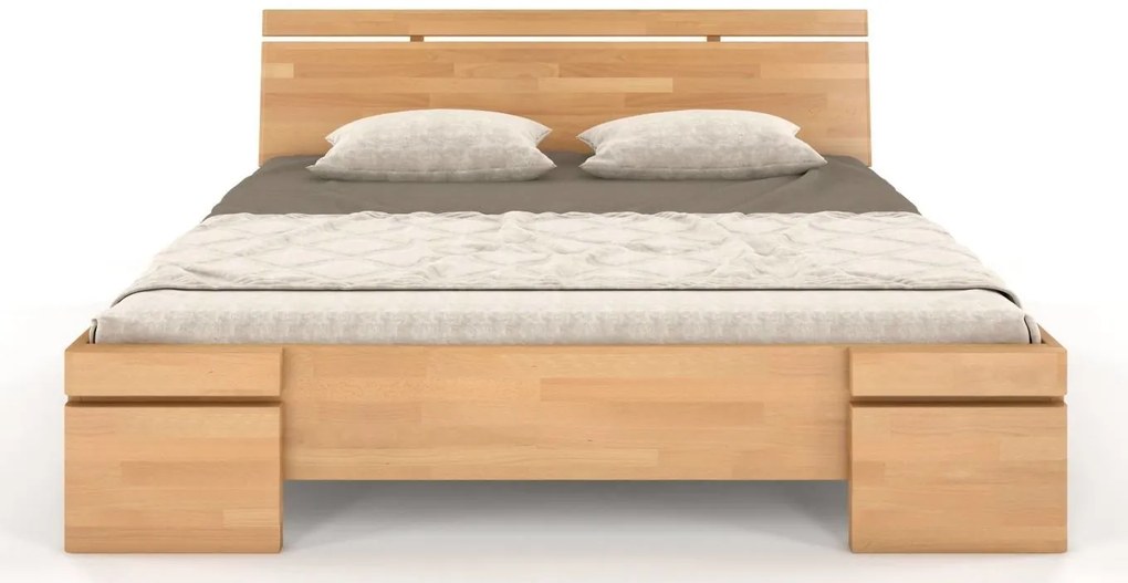 Prodloužená postel Sparta - buk   , Buk přírodní, 200x220 cm