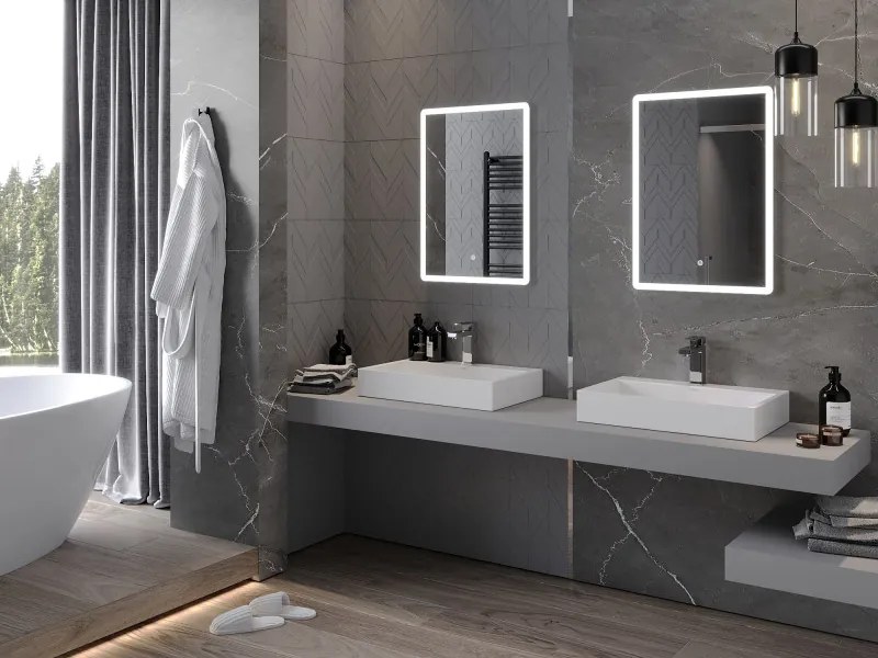 Mexen Navia, LED koupelnové zrcadlo s podsvícením 50 x 70 cm, 6000K, ochrana proti zamlžování, 9803-050-070-611-00