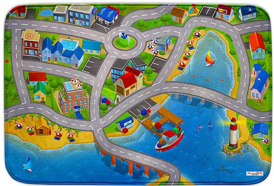 HOUSE OF KIDS Dětský hrací koberec Přístav 3D Ultra Soft 130x180 pestrobarevný
