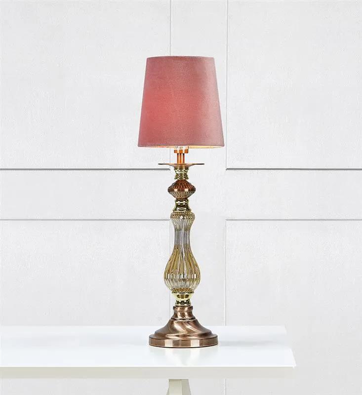 Markslojd 106990 HERITAGE - Stolní lampa s podstavcem z kovu a skla, textilní stínidlo, 60cm