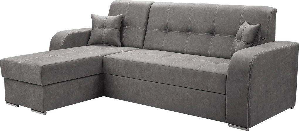 Rohová rozkládací sedací souprava do L MISOL, 240 cm, s úložným prostorem Roh pohovky: Levý roh, Barva látky: Tmavě hnědá (Yuma 38)