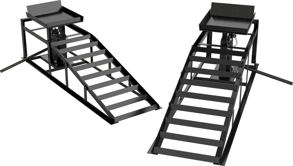 HOMCOM sada 2 hydraulických ramp, nosnost 3 tuny, nastavitelná výška 23–32,5 cm, pro pneumatiky do 23 cm, zvedací rampy pro výměnu oleje do garáže a …